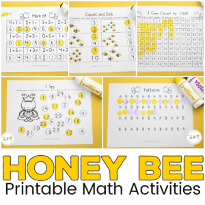 Printable Honey Bee Math Activities for Preschoolers