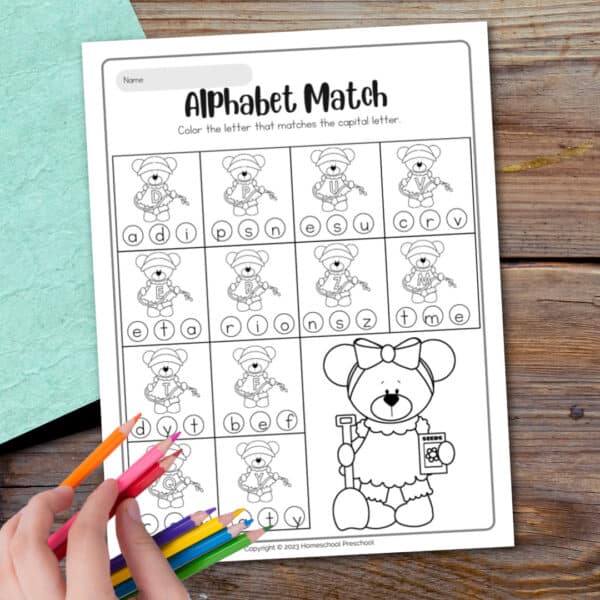 Teddy Bear-Themed Alphabet Letter Matching Worksheets