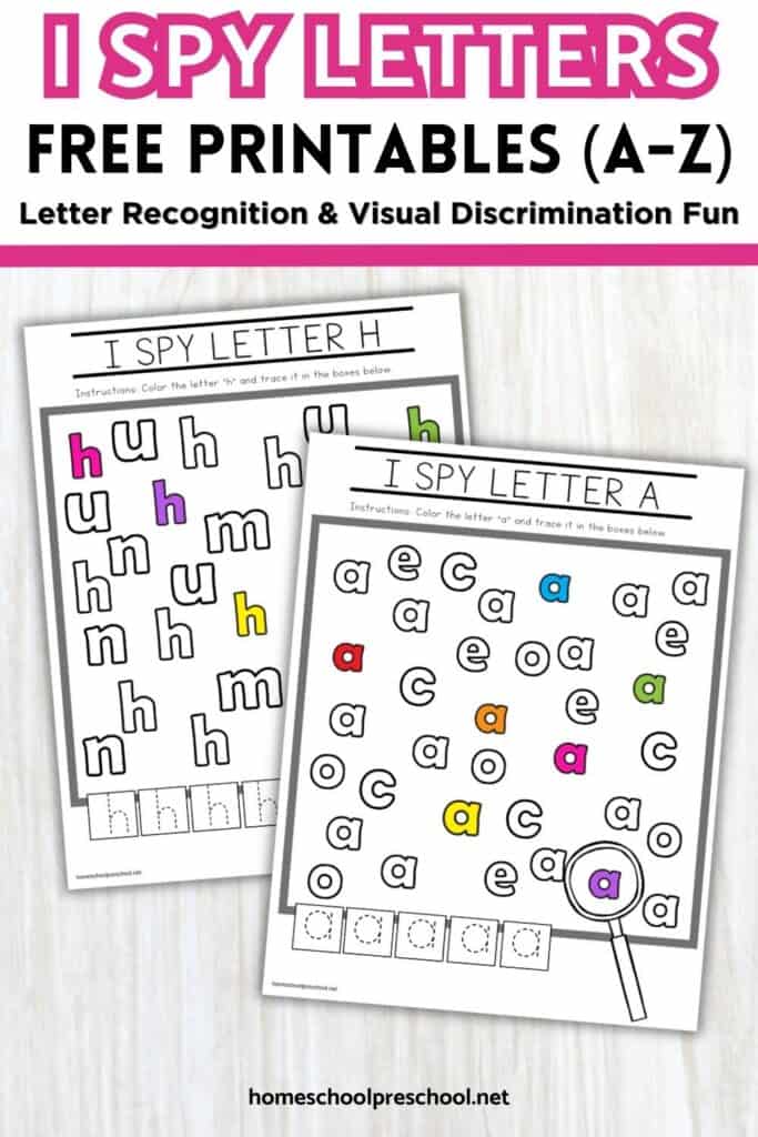 I Spy Letters Worksheets for Preschool and Kindergarten