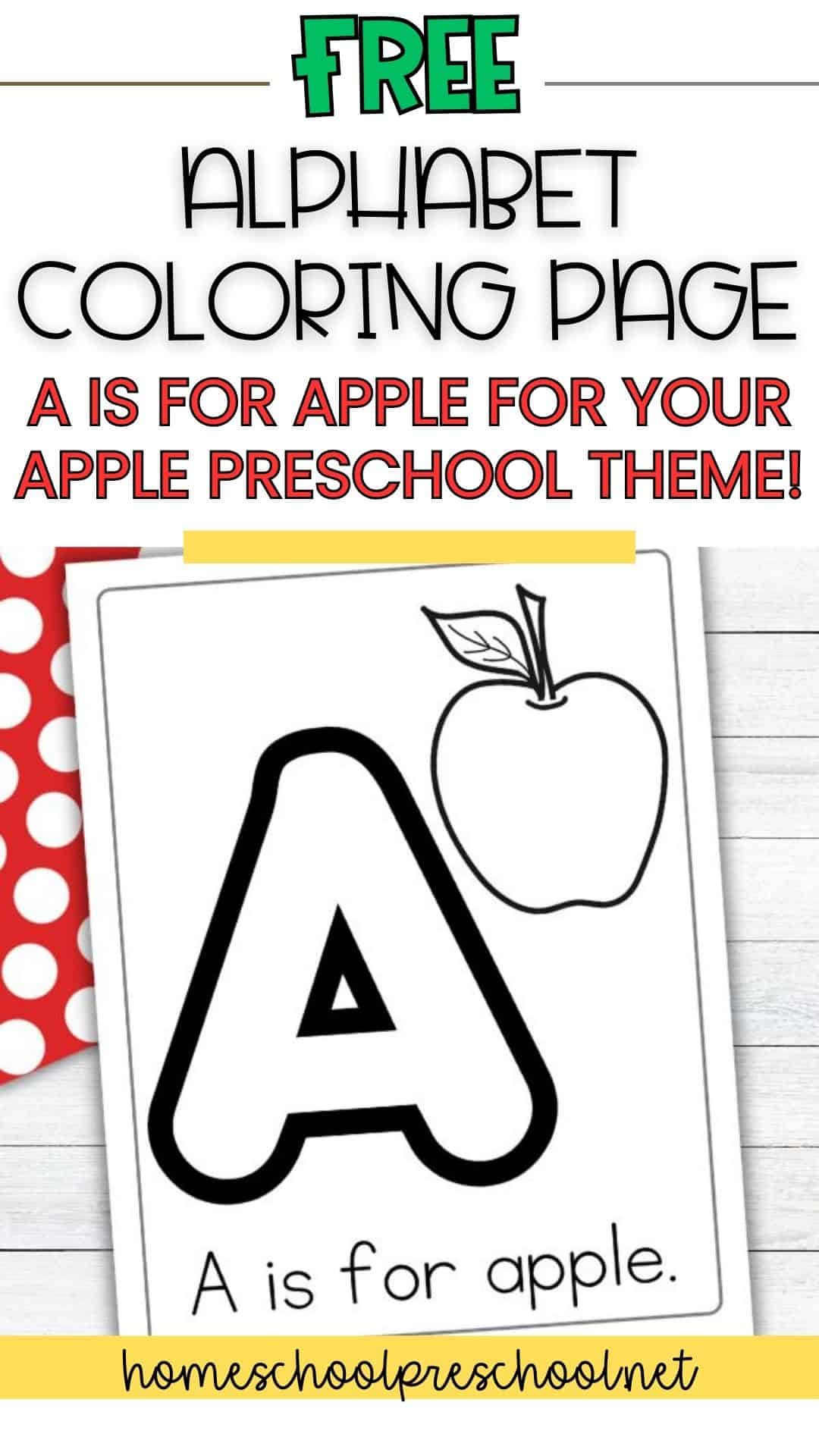 A for Apple Coloring Page for Preschoolers