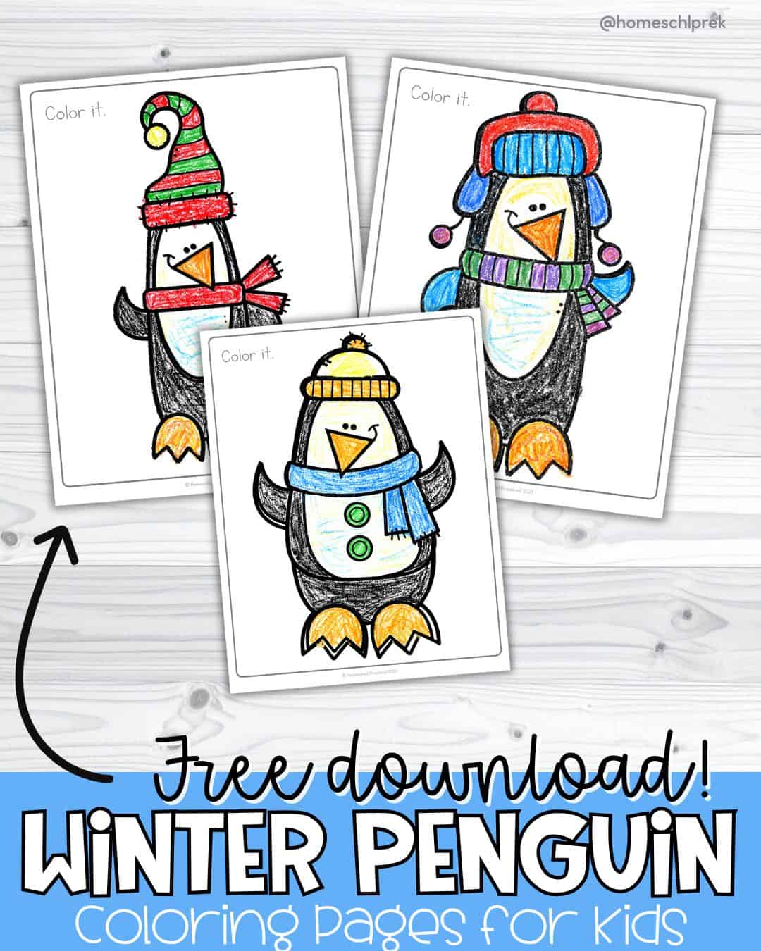 Penguin Coloring Pages for Preschoolers (Free Winter Printable)
