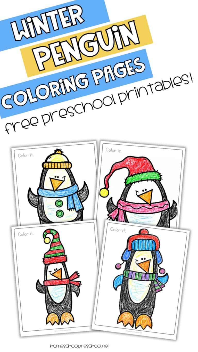 Penguin Coloring Pages for Preschoolers (Free Winter Printable)