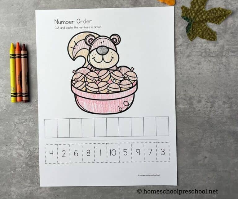 Free Autumn Number Sequence Worksheets 1-10