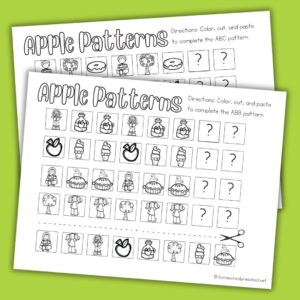 Apple Patterns Preschool Worksheets