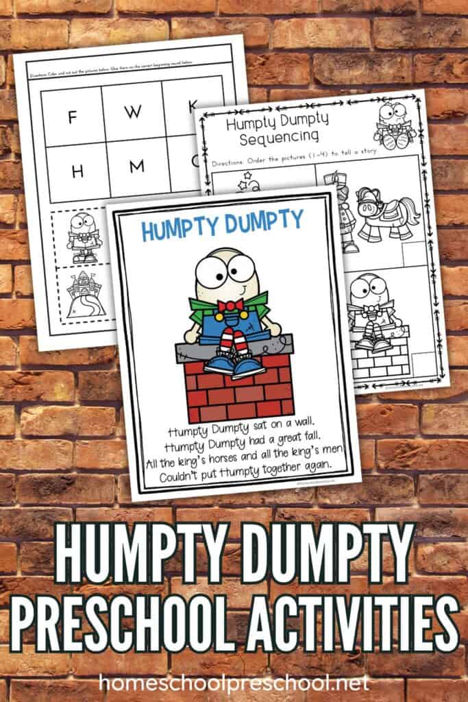 Free Printable Humpty Dumpty Activities for Preschool