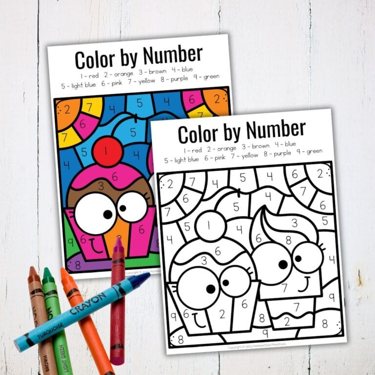 Ice Cream Color by Number Worksheet Pack