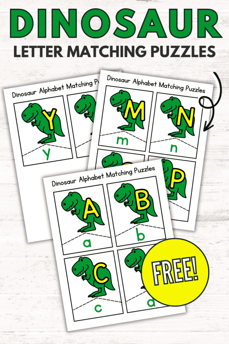 Free Dinosaur Alphabet Matching Printable Puzzles