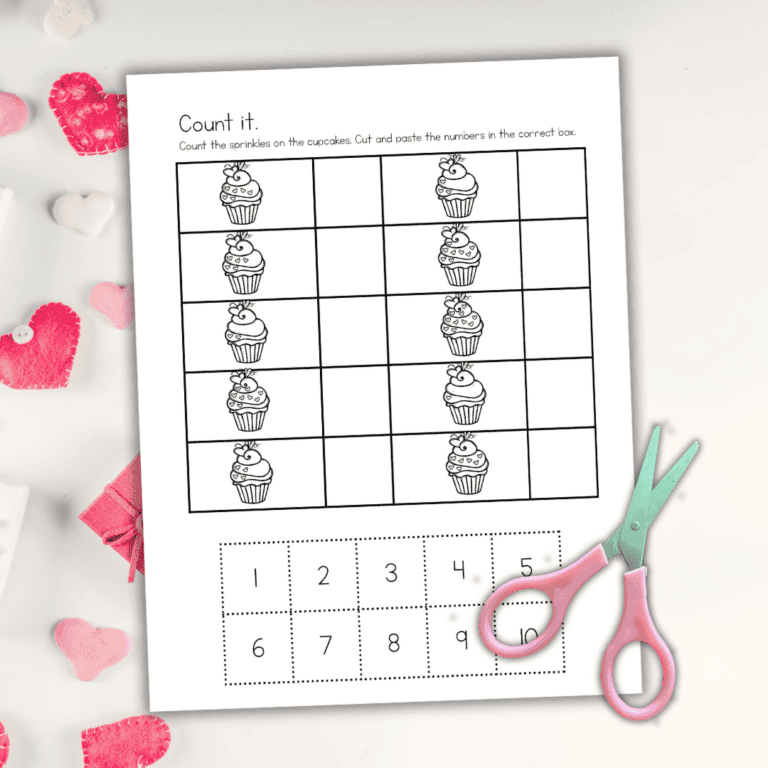 Valentine's Day Cut and Paste Worksheets for Preschool