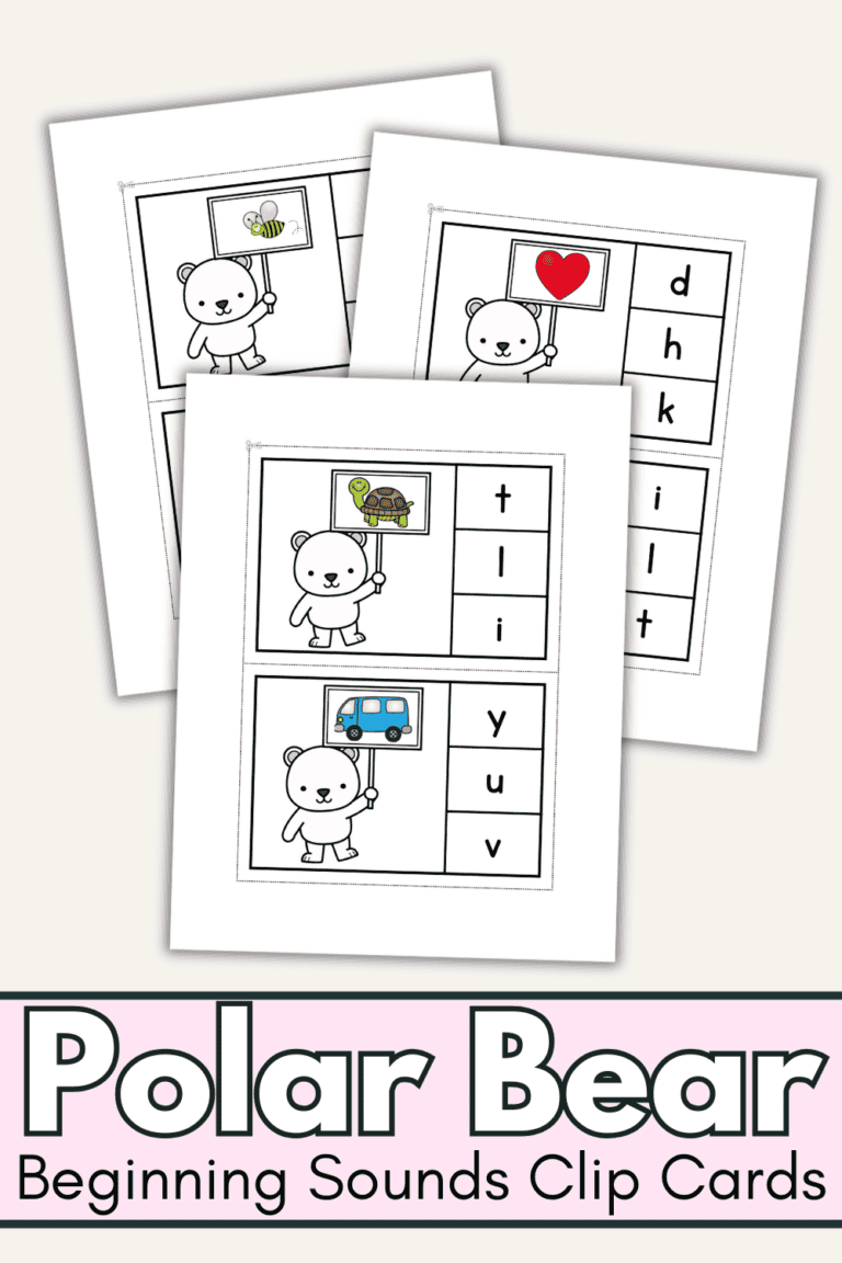 Polar Bear Activity: Clip Cards for Phonics Practice