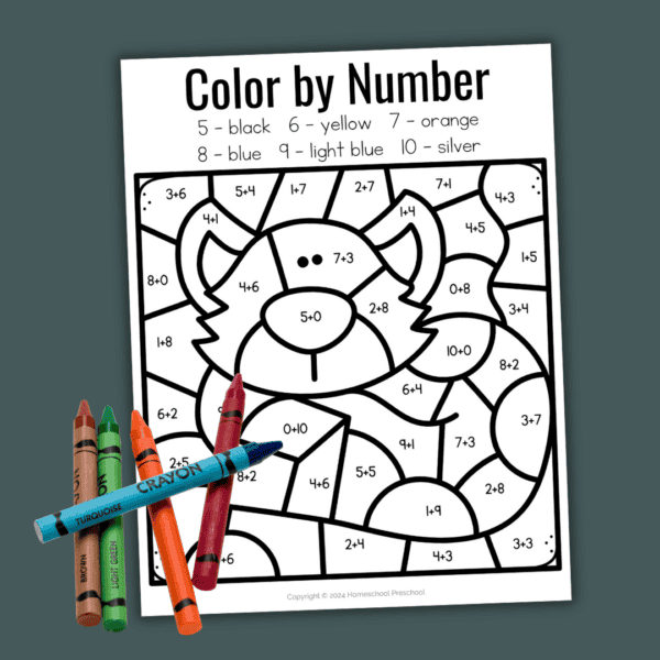 Winter Animals Addition Color by Number Worksheets