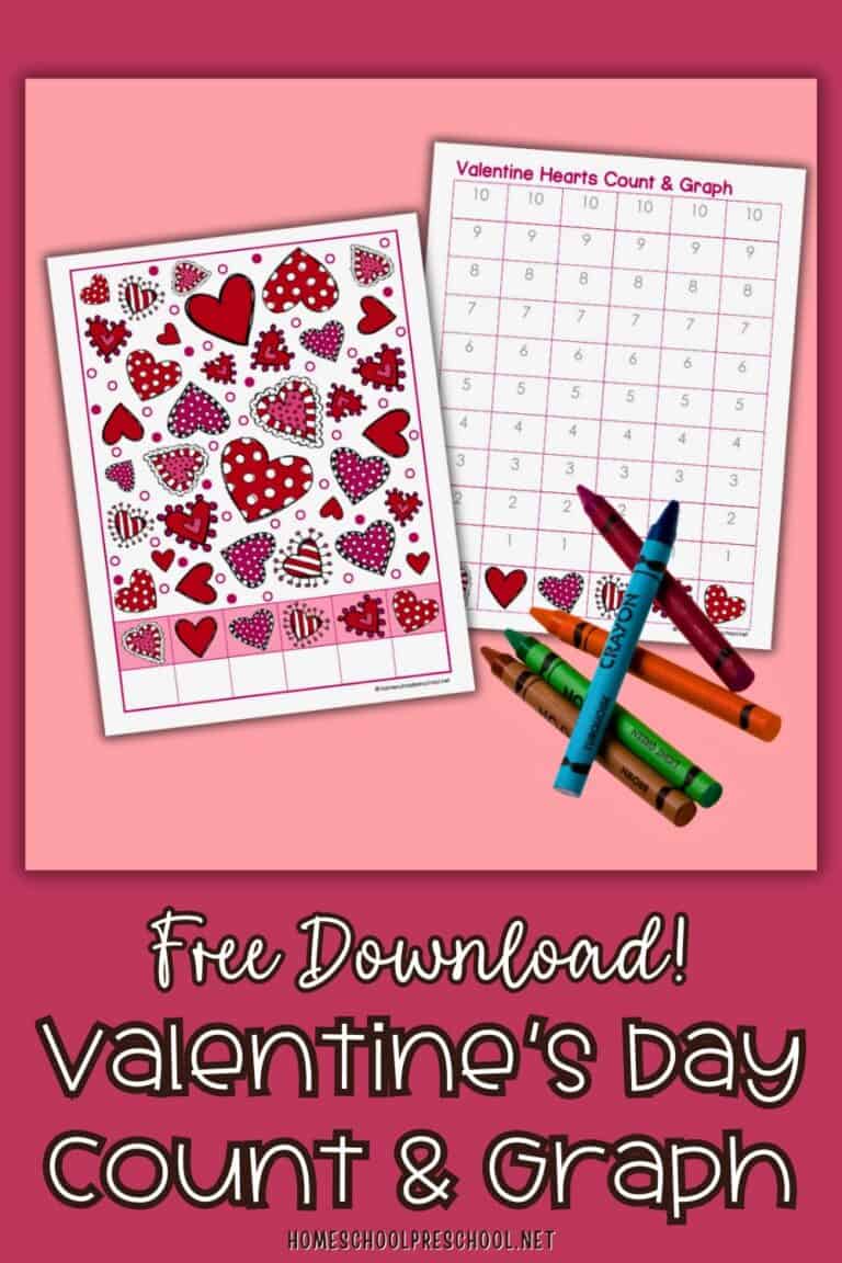 Valentine Count and Graph Worksheets (Free Printable)