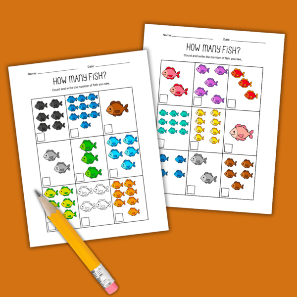 Learn Numbers with Counting Fish Worksheet for Preschool