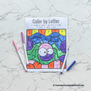 Bugs Color by Letters Printable for Preschool and Kindergarten