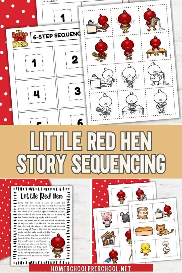 Free Printable Little Red Hen Sequencing Cards for Kids