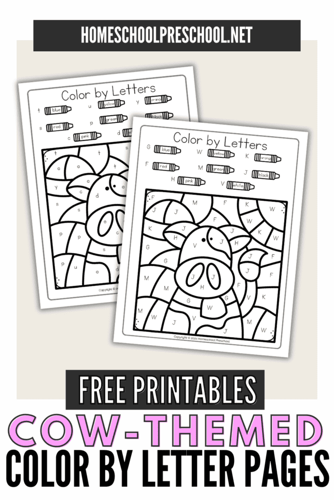Fun With Cow Color by Letter Worksheets for Kids