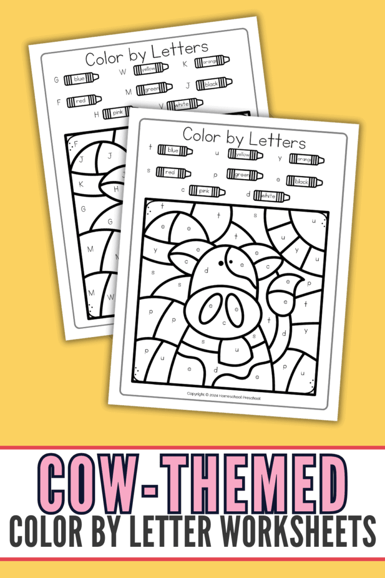 Fun With Cow Color by Letter Worksheets for Kids