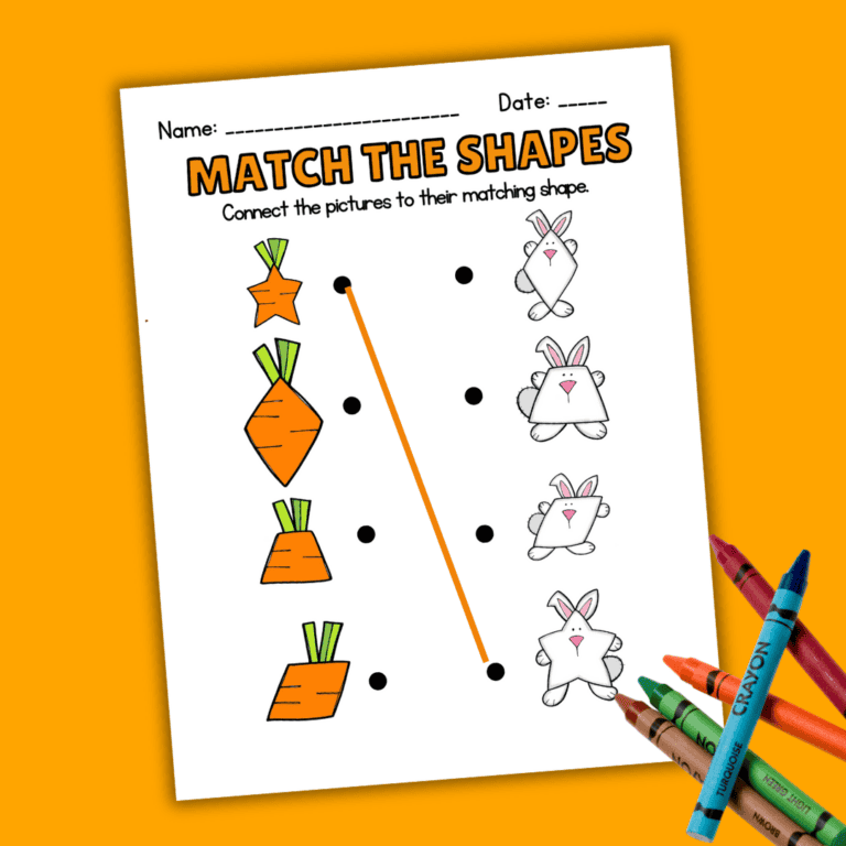 Free Easter Matching Shapes Worksheets for Preschoolers