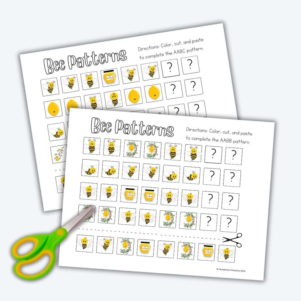 Buzz Into Bee Pattern Worksheets For Preschoolers 