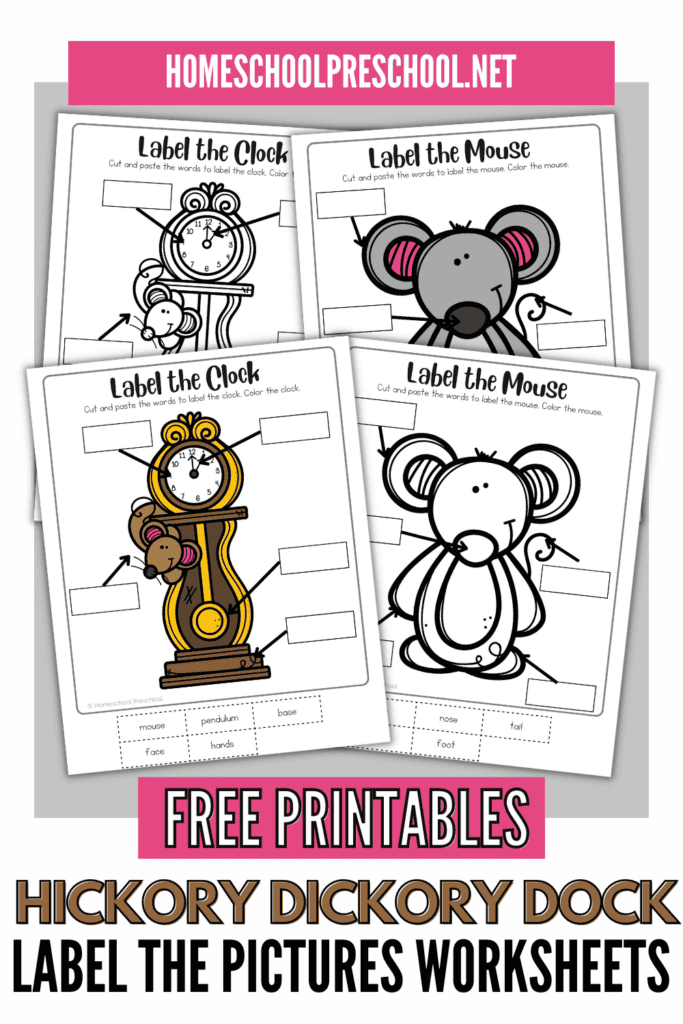 Hickory Dickory Dock Label the Picture Worksheets