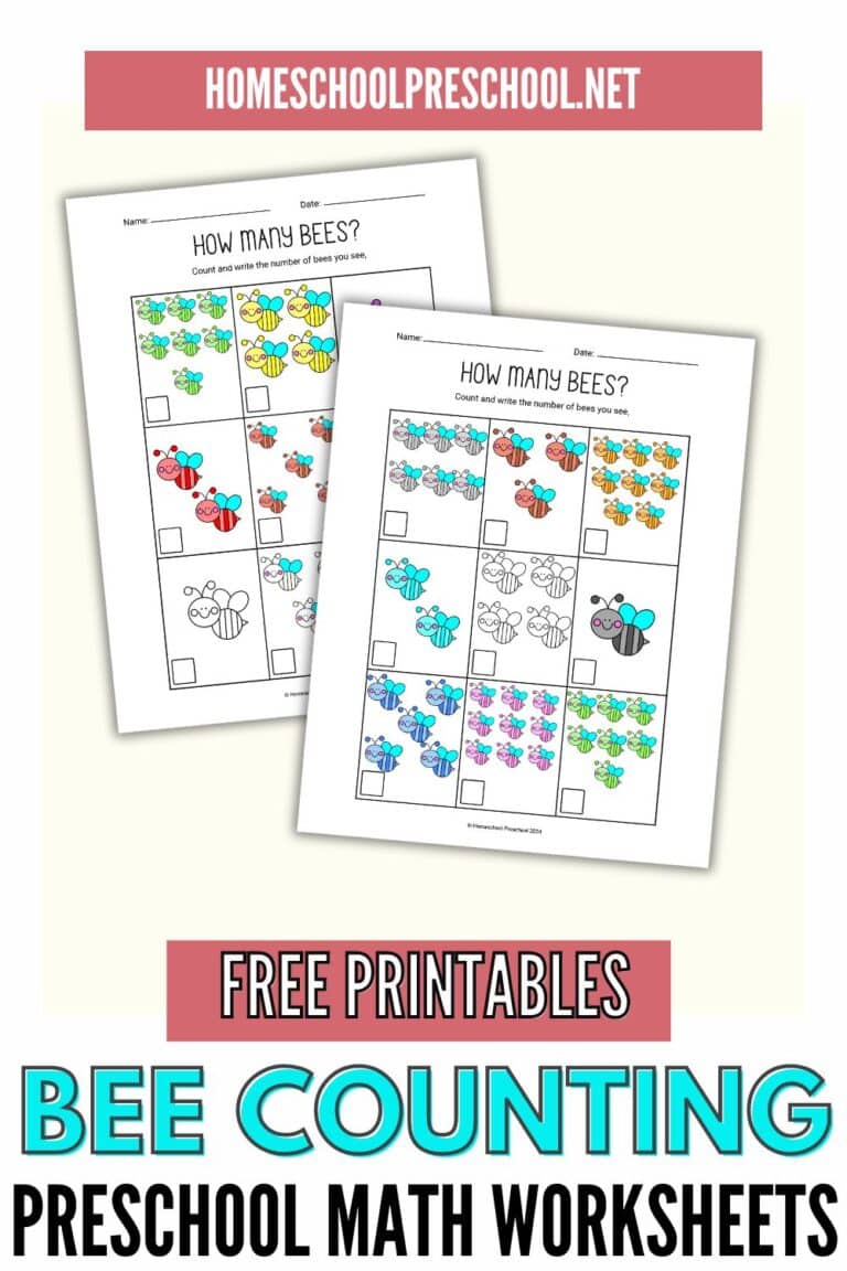 Bee Counting Worksheets for Preschool Fun!