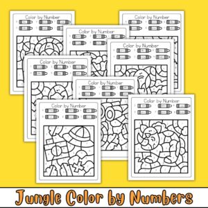 Jungle Color by Number Worksheets: Fun Learning for Kids