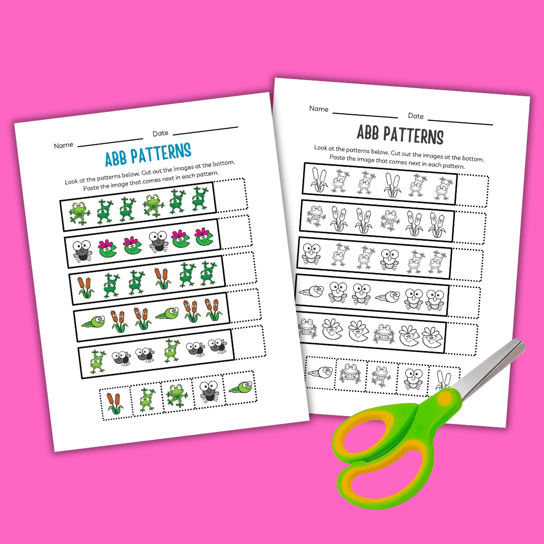 Frog ABB Pattern Worksheets | Fun Learning for Kids