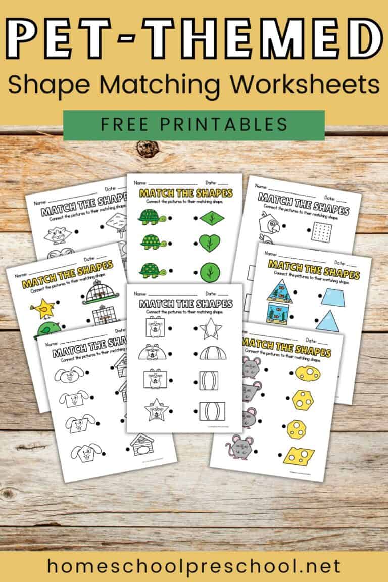 Pet Shape Matching Worksheets - Fun Learning for Kids!