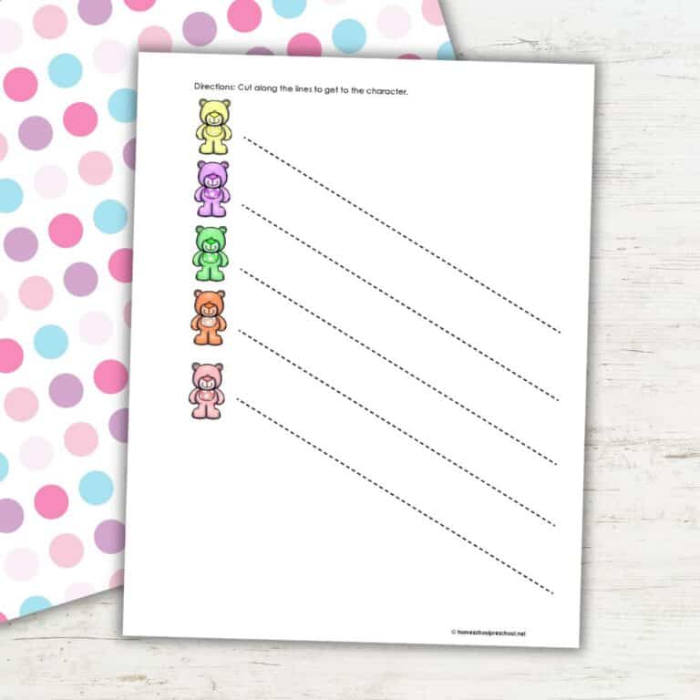Bear Cutting Practice Pages for Preschool Motor Skills