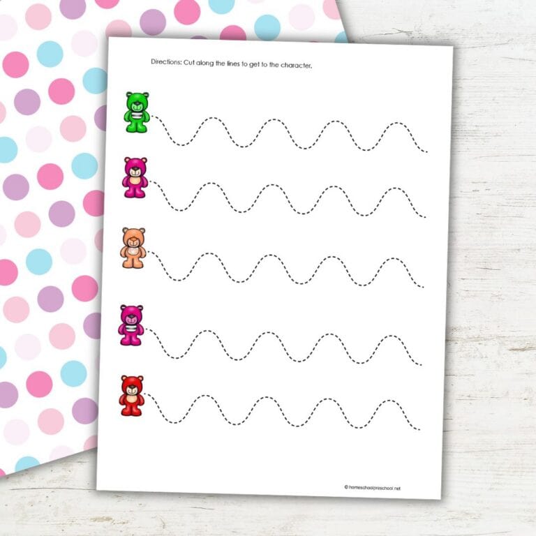 Bear Cutting Practice Pages for Preschool Motor Skills