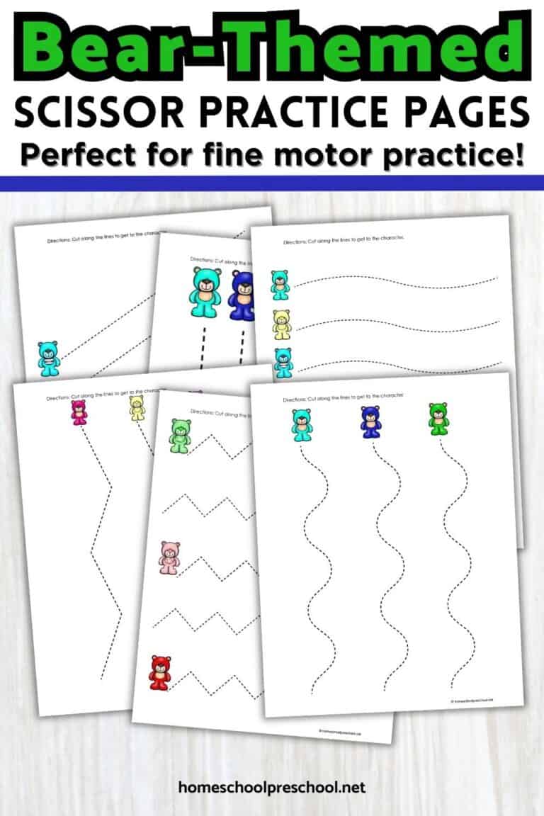 Bear Cutting Practice Pages for Preschool Motor Skills