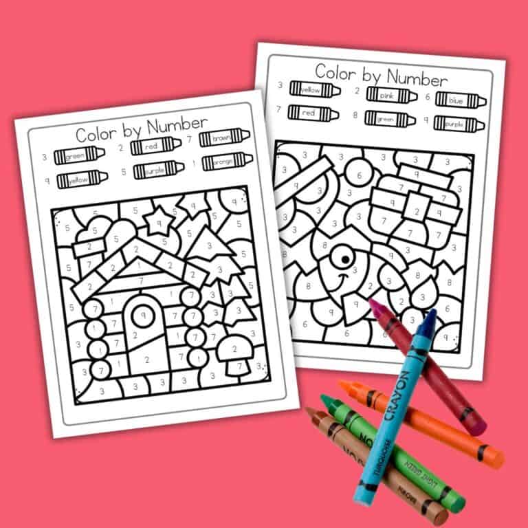 Fun Color By Number Camping Worksheets for Preschoolers