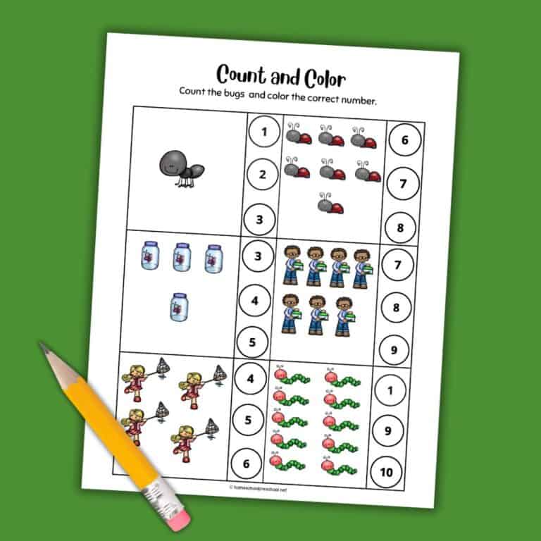 Free Counting Bugs Worksheets for Preschool Math Fun!