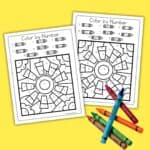 Free Sun Color By Number Worksheets for Preschoolers