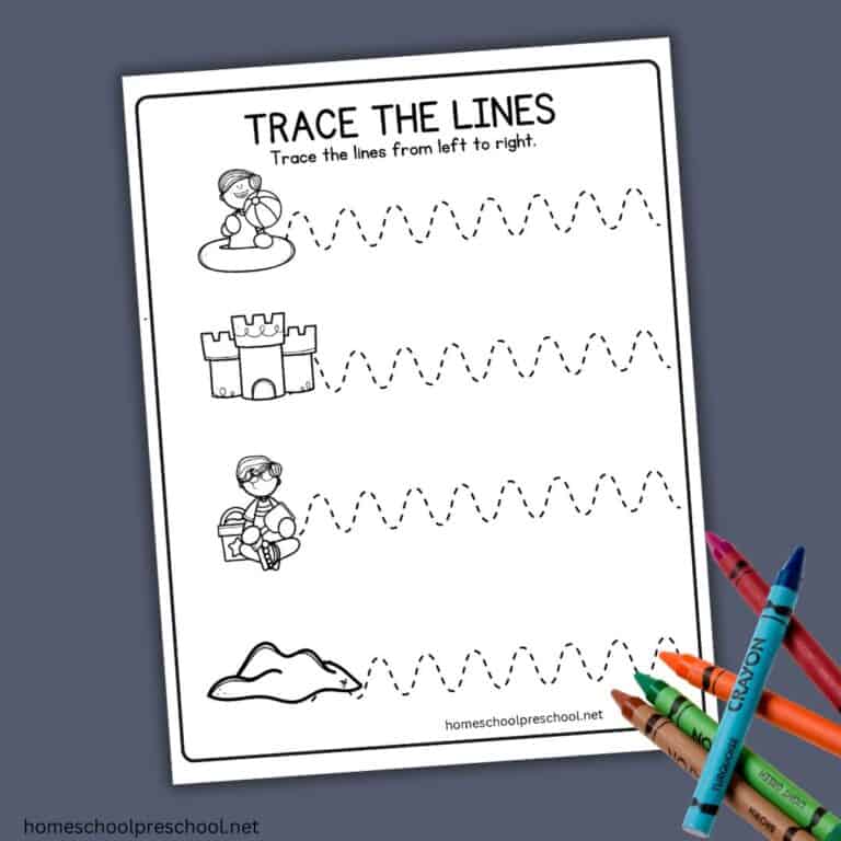 Free Beach Line Tracing Worksheets for Summer Learning!