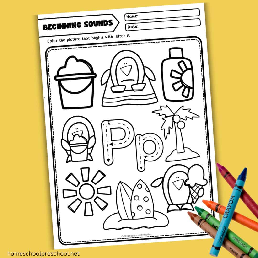 Beach Penguins Alphabet Worksheets for Preschool