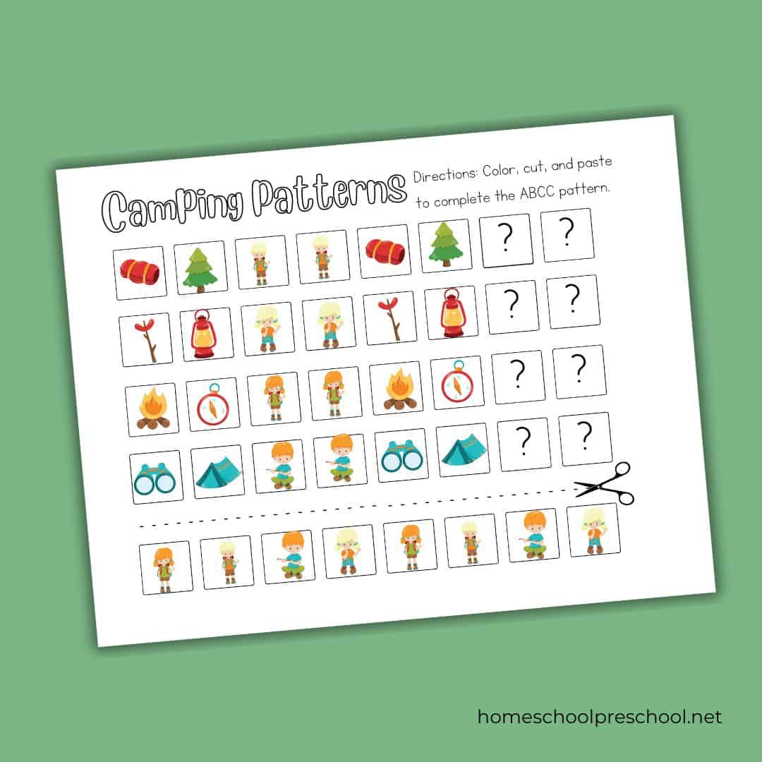 Engaging Camping Preschool Pattern Worksheets