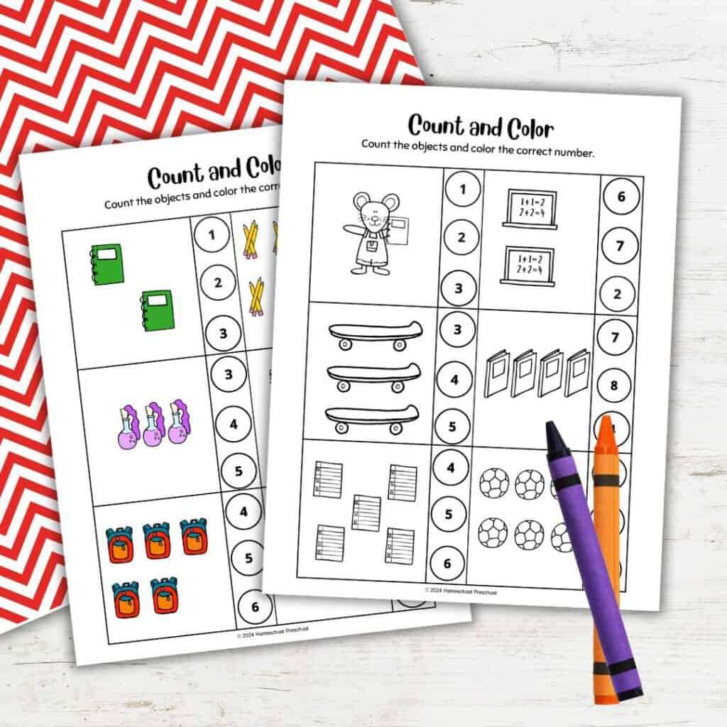 Free If You Take a Mouse to School Counting Worksheets