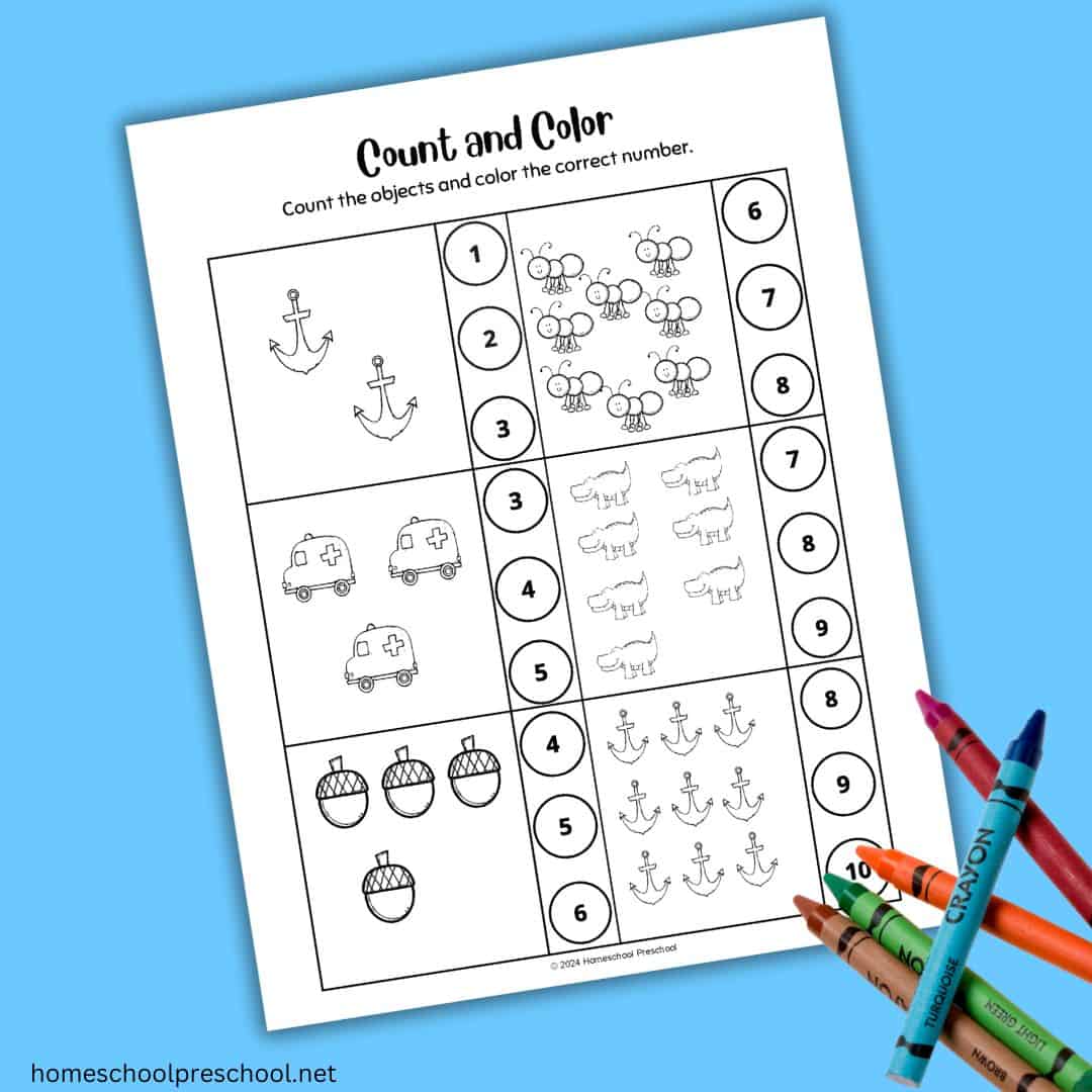 Letter A Counting Worksheets - Homeschool Preschool