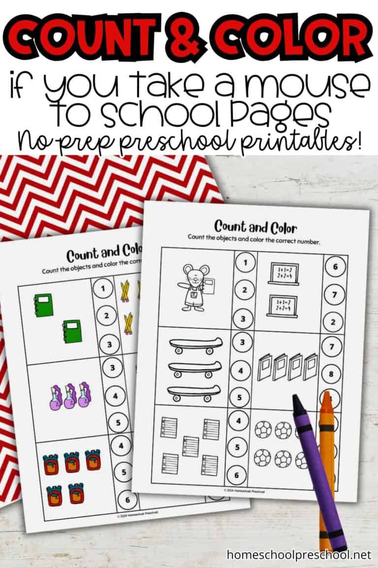 Free If You Take a Mouse to School Counting Worksheets