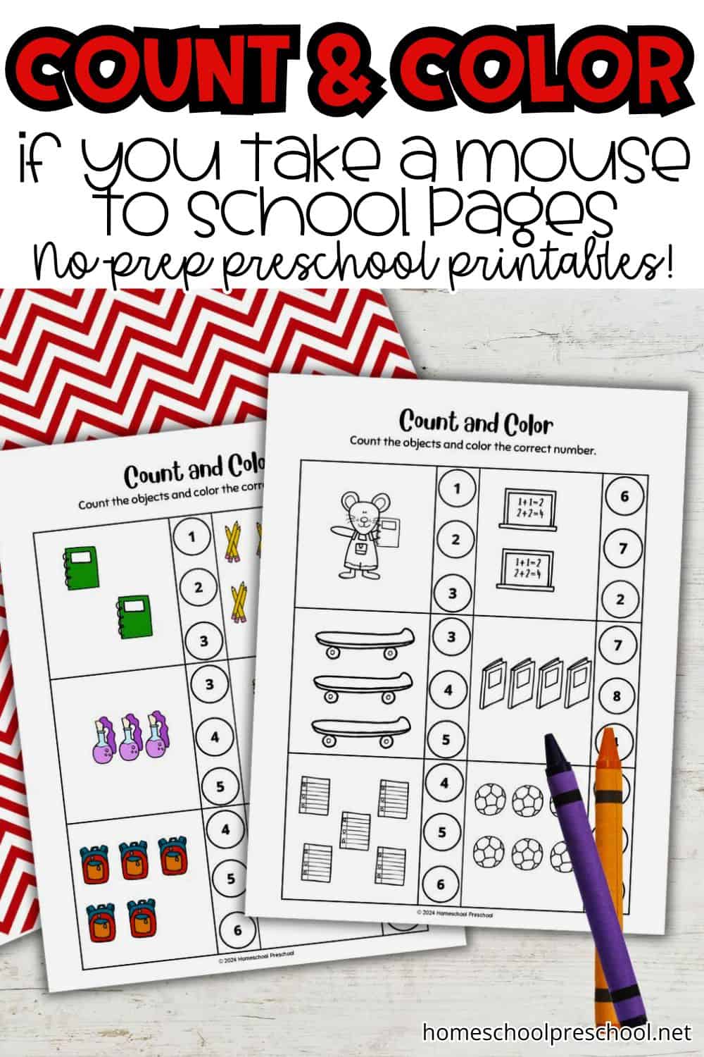 Free If You Take a Mouse to School Counting Worksheets