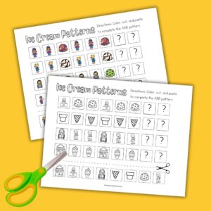 Free Ice Cream Pattern Worksheets for Preschoolers