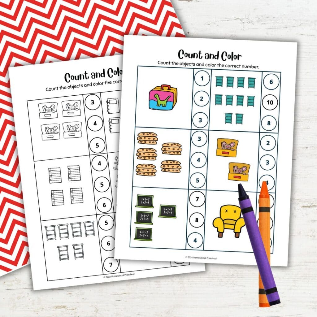 Free If You Take a Mouse to School Counting Worksheets
