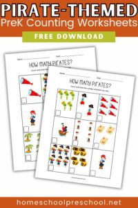 Pirate Counting Worksheets for Preschoolers