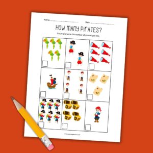 Pirate Counting Worksheets for Preschoolers