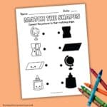 Back to School Shape Matching Worksheets for Preschoolers