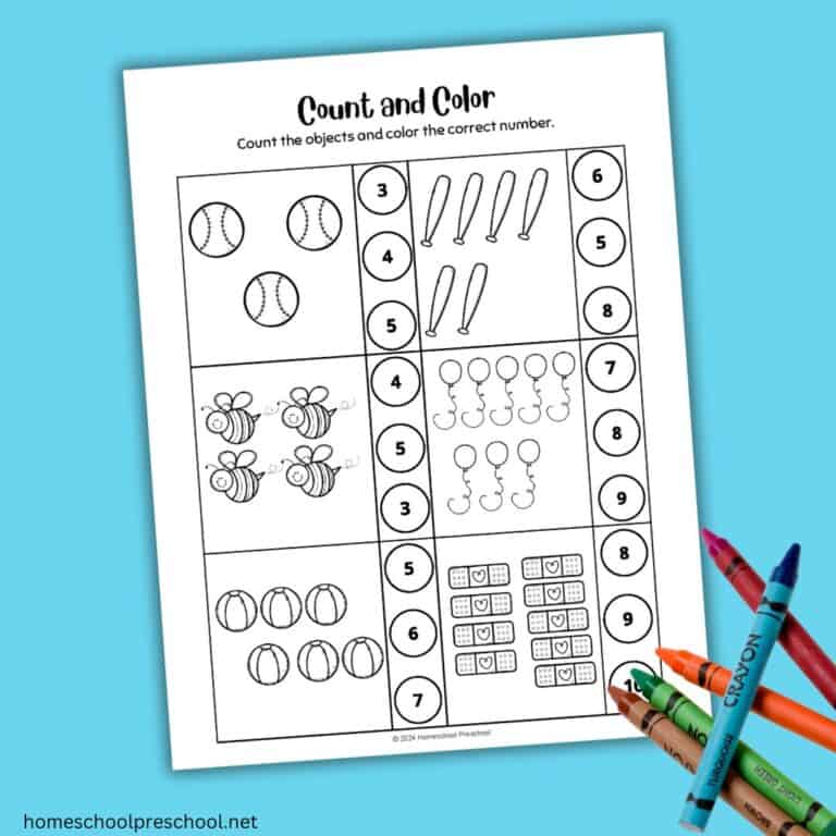 Letter B Counting Worksheets for Preschoolers