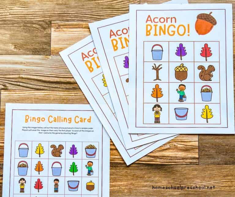 Acorn Bingo Game: Fun and Educational Activity for Preschoolers