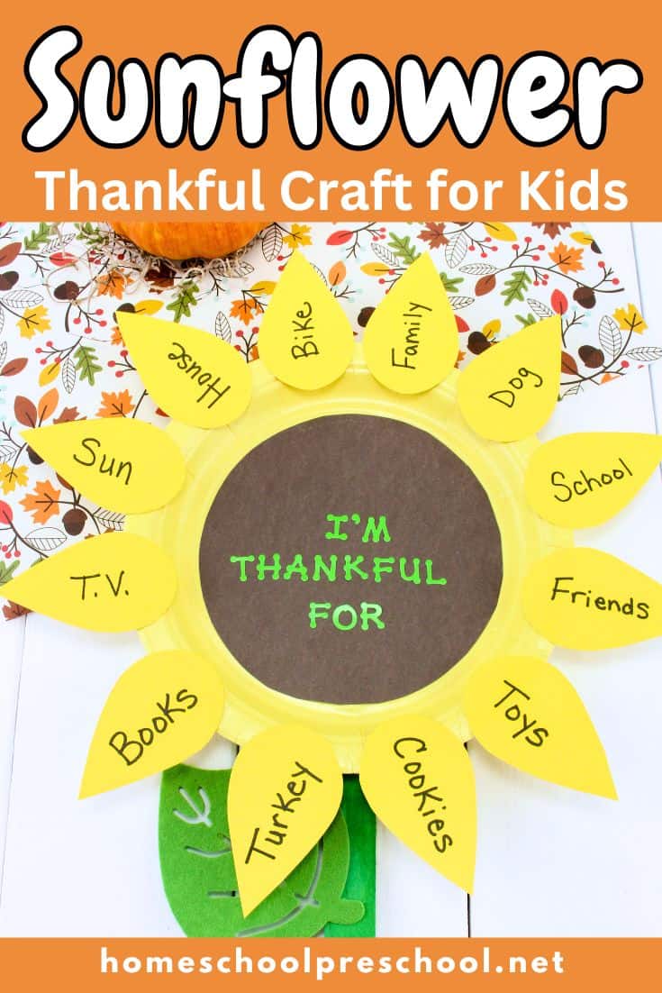 I Am Thankful for... Sunflower Paper Plate Craft Keepsake