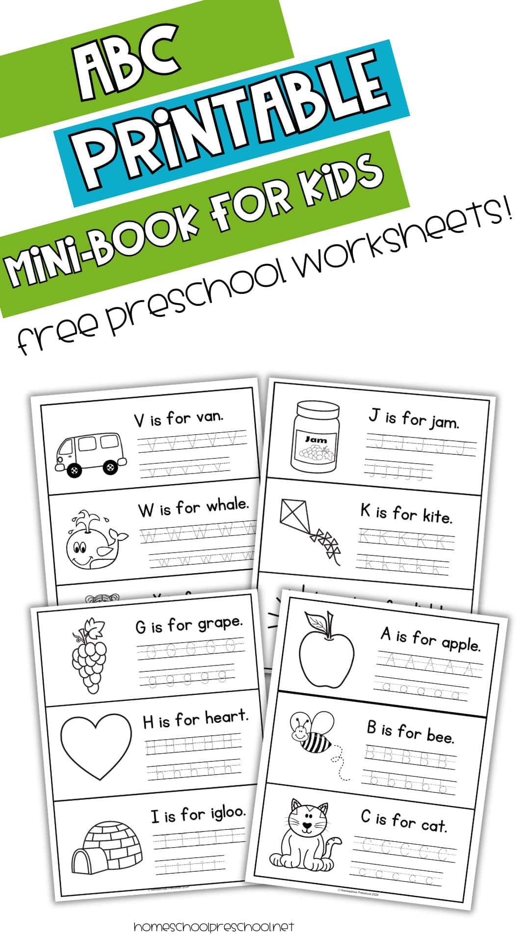 Printable Tracing Worksheets Alphabet Mini Book (A–Z)