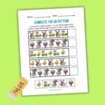 Spring AB Pattern Worksheets for Preschoolers